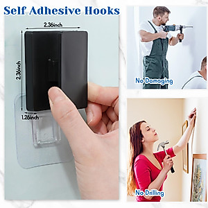 Briwooody 8 Pcs Large Self Adhesive Clips Spring Clip Hook Adhesive Wall Clips Anti Slip Hanging Clips No Drilling Adhesive Towel Holder Adjustable Spring 15 mm for Bathroom Kitchen Home Hotel (Black)