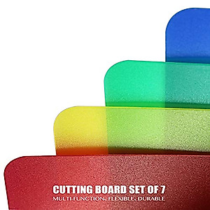 Fotouzy Plastic Cutting Boards for Kitchen, Flexible Cutting Mats Set of 7, BPA-Free, Non-Porous, Dishwasher Safe, 15x12 In, 7 Translucent Colors