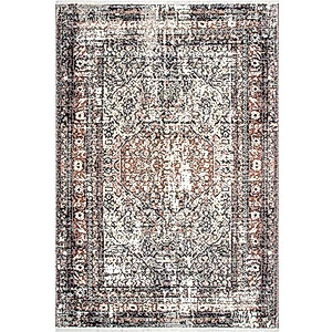nuLOOM Distressed Medallion Fringe Area Rug, 5 ft 3 in x 7 ft 7 in, Multi