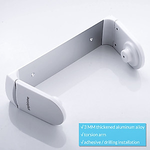 simpletome ONE Hand Tear Paper Towel Holder Under Cabinet Adhesive or Drilling Installation Aluminum Alloy + ABS (White)