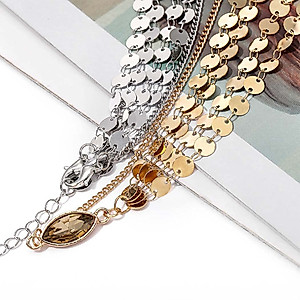 Yean Gold Head Chain Bohemian Hair Jewelry Headpiece Forehead Band Festival Hair Headband Accessories for Women and Girls (Gold)