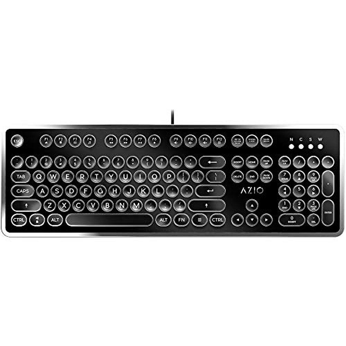 Azio Retro - Wired USB Mechanical Keyboard in Black and Chrome for PC (Blue Switch) (MK-RETRO-01)