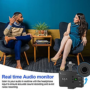 KKX UHF Wireless Lavalier Microphone System Professional Dual Transmitters Wireless Lapel Mic System Compatible with iPhone, DSLR Camera, Camcorder, Conference, Interview & YouTube