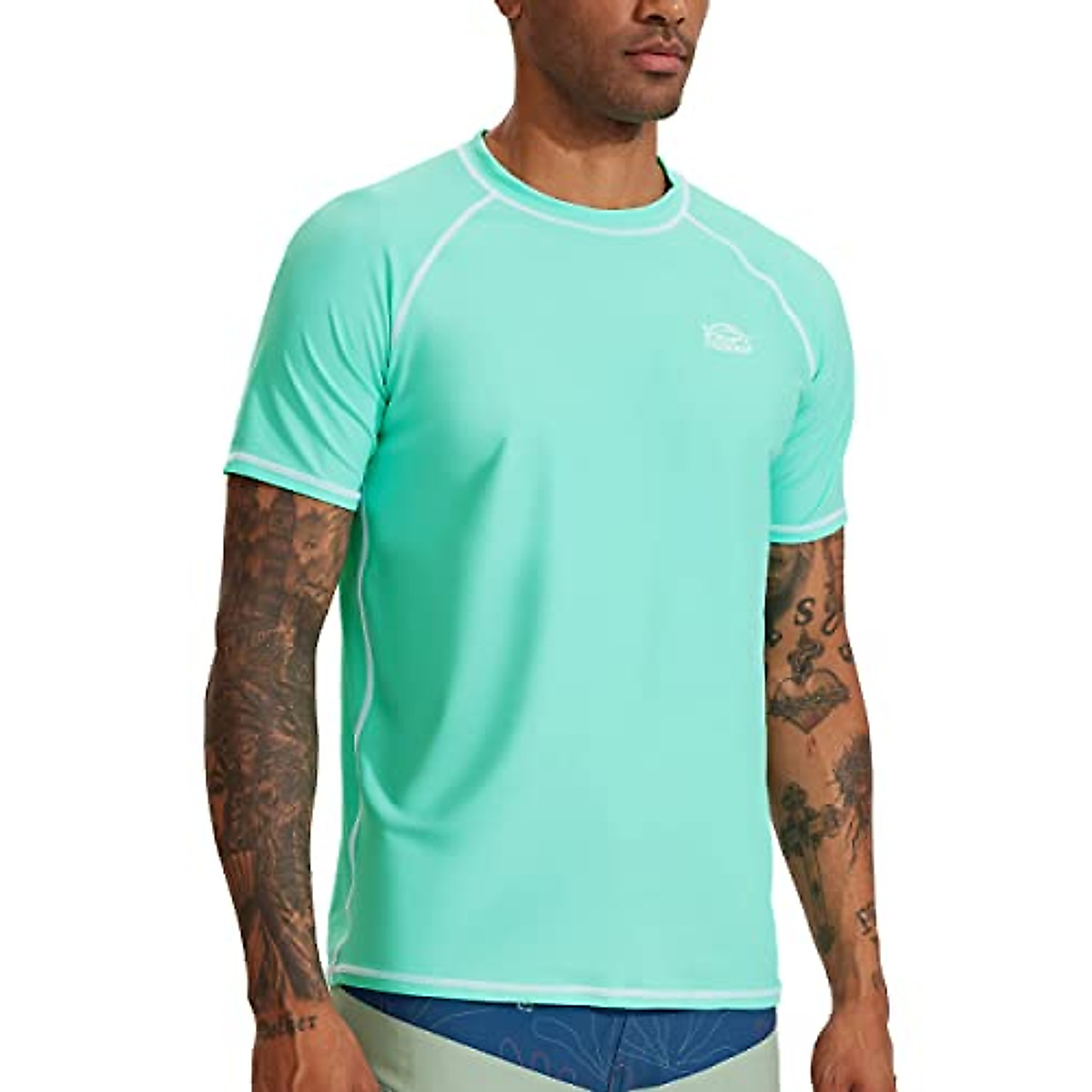 Willit Men's Rashguard Swim Shirts UPF 50+ Sun Protection Shirts Short Sleeve SPF Quick Dry Beach Shirt Light Green L