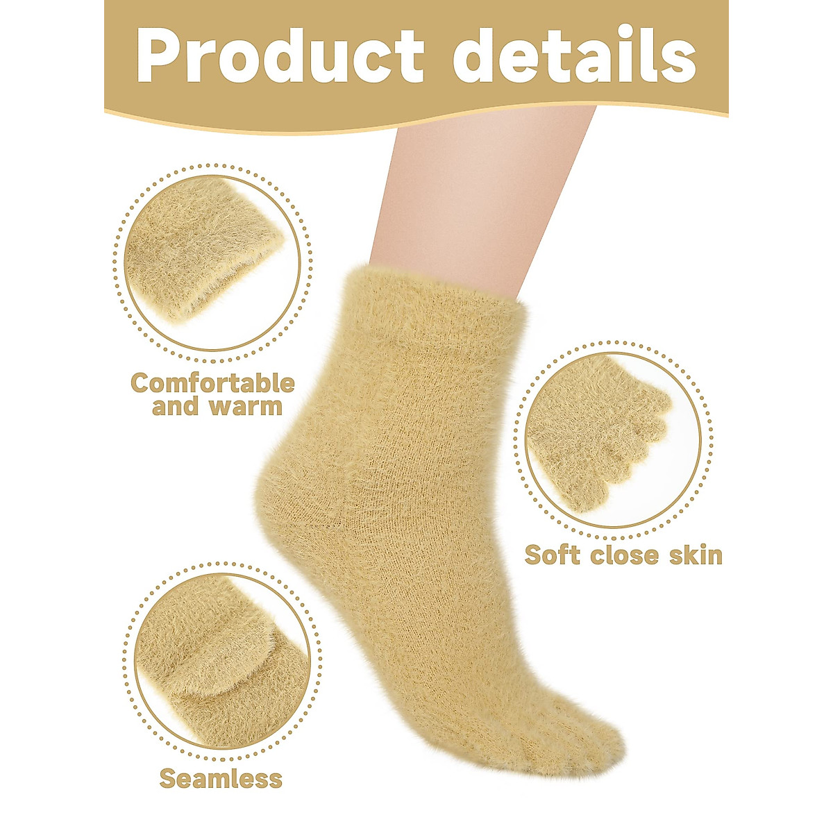 3 Pairs Women Toe Socks Fuzzy Toe Socks Warm Winter Toe Socks Five Toe Socks for Women Men, Size 5-8(Black, White, Beige)