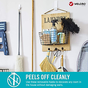 VELCRO Brand HANGables Removable Wall Hooks | Easy-to-Remove Wall Fasteners | Damage-Free, Non-Permanent Hooks | Medium, Holds 3 lbs, Black, 2-Pack