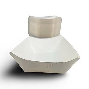 Takeout Essentials 3 Lb White Paper Food Tray 50 Pack (3 Lb White)