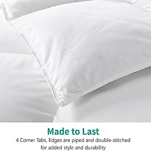 APSMILE Queen Size Feathers Down Comforter - Ultra Soft All Seasons 100% Organic Cotton Feathers Down Duvet Insert Medium Warm Quilted Bed Comforter with Corner Tabs (90x90,Ivory White)