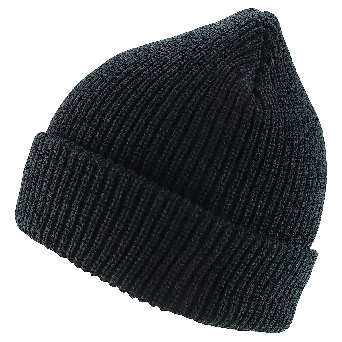 Armycrew 100% Acrylic Oversized XXL Thick GI Watch Cap Ribbed Knit Beanie Hat - Black - 2XL