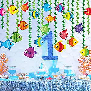 Naozinebi 20 Pcs Tropical Fish Garland Kit Under the Sea Party Decorations Ocean Animals Banner Mermaid Streamers Strings Hanging Swirls for Kids Home Classroom Baby Shower Birthday Party Supply Favor