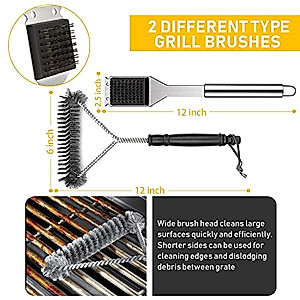 34Pcs Grill Accessories Grilling Gifts for Men, 16 Inches Heavy Duty BBQ Accessories, Stainless Steel Grill Tools with Thermometer, Grill Mats for Backyard, BBQ Gifts Set for Men Women