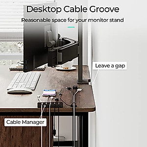 LINSY HOME Computer Desk 47 inch with 3 Drawer, Writing Desk Study Table with Monitor Stand Groove for Home Office, Brown