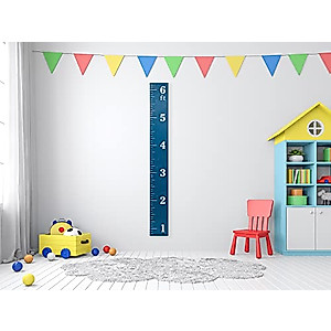 Creative Co-Op Growth Chart Ruler Wall Décor, 0.75" x 66.00", Blue