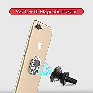homEdge Cell Phone Skull Ring Grip, Set of 2 Packs 360° Adjustable Finger Ring Holder, Suitable for Magnetic Car Mount Kickstand for Cell Phone-Black and White