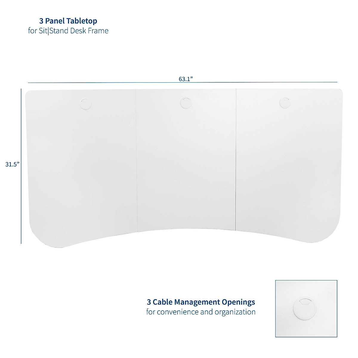 VIVO 63 x 32 inch Universal Table Top for Standard and Sit to Stand Height Adjustable Home and Office Desk Frames, White Desktop, DESK-TOP1W