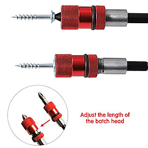 Saipe 2pcs Adjustable Screw Depth Screwdriver Bit Holder Magnetic Steel Screwdriver Drywall Bit 1/4 Inch Hex Shank with S2 Phillips 2 Screw Driver Bits
