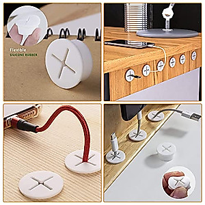 Morobor 6Pcs Flexible Silicone Cable Cord Grommet, 25mm White Rubber Grommets for Desk, Table, Wire Hole Cover Cable Management Wire Organizer