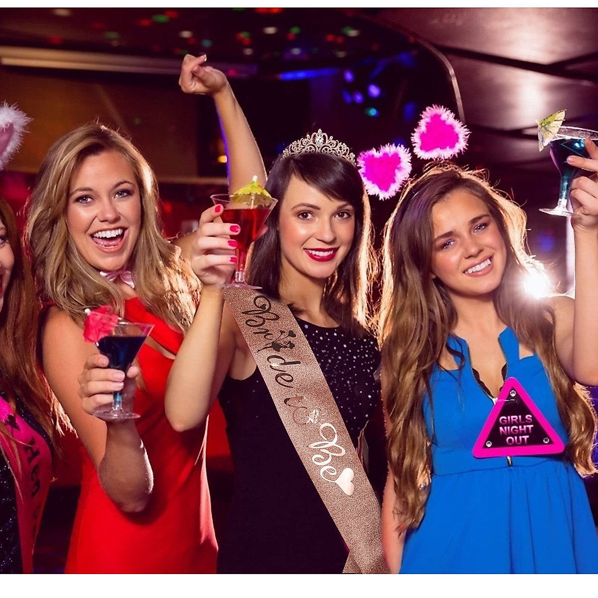 Bride To Be Sash & Bride Crown Kit, CIEHER Bridal Shower Decorations Rose Gold Bachelorette Party Decorations Queen Princess Crown for Women Girls, Bridal Tiara Gifts for Bride Crytal Crown and