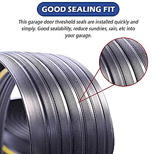 20Ft/6M Universal Garage Threshold Seal Strip with 300ml Black Sealants/Adhesives, Garage Door Bottom Weatherproof Strip Rubber DIY Weather Stripping Replacement(Black)