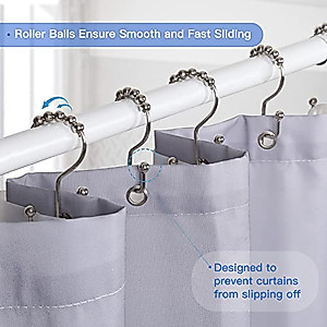 Shower Curtain Rings, SUTINE Double Shower Curtain Hooks, Rust-Resistant Metal Shower Curtain Rings, Free Sliding Stainless Steel Shower Hooks for Shower Curtains & Liners, 12pcs-Nickel