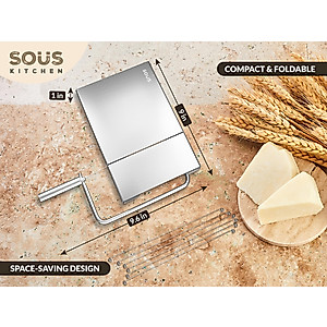 Sous Kitchen Cheese Slicers For Block Cheese - Cheese Cutter With Wire For Precise Cutting Experience - Foldable Wire Cheese Slicer - Rust Proof Cheese Slicer Wire - Dishwasher Safe Wire Cheese Cutter