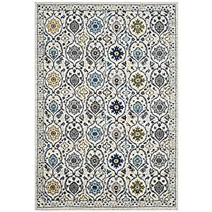 SAFAVIEH Evoke Collection 5'1" x 7'6" Ivory/Blue EVK210C Non-Shedding Living Room Bedroom Area Rug