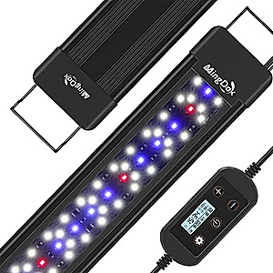 MingDak LED Aquarium Fish Tank Light Fixture,Full Spectrum Lighting for Freshwater Planted Aquariums,Slim & Thin Aluminum Housing,Extendable Brackets Fit 12" to 18" Fish Tank Model MDGLSD01B-12S