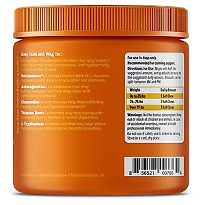 Zesty Paws Calming Chews for Dogs - Composure & Relaxation for Everyday Stress & Separation - with Ashwagandha, Organic Chamomile, L-Theanine & L-Tryptophan – Peanut Butter - 90 Count