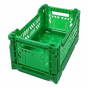 AYKASA Collapsible Storage Bin Container Basket Tote, Folding Basket Crate Container : Storage, Kitchen, Houseware Utility Basket Tote Crate Mini-Box (Green)