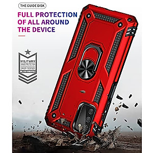Yiakeng Samsung A03S Case, Galaxy A03S Case with HD Screen Protector, Military Grade Protective Cases with Ring for Samsung Galaxy A03S (Red)