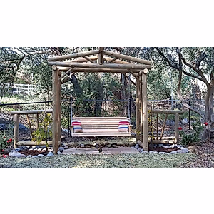 Generic 5FT Cypress Porch Swing Made in USA with Hanging Hardware, Unfinished Natural Wood Tone