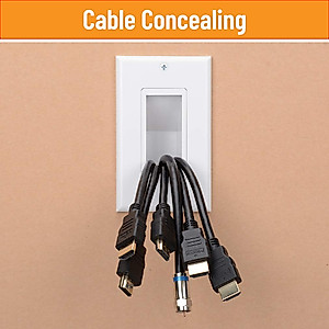 Recessed Cable Wall Plate 4 Pack Integrated Mounting Bracket, Bottom Opening Wall Plate Cable Pass Through for Speaker Wires, Coaxial Cables, HDMI Cables and Networking Cables WI1009-4