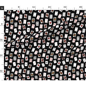 Spoonflower Fabric - Scattered Playing Cards Black Deck Gambling Casino Masculine Game Room Printed on Petal Signature Cotton Fabric Fat Quarter - Sewing Quilting Apparel Crafts Decor
