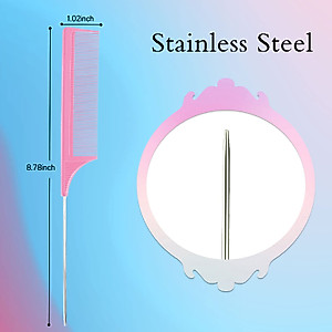 Geiserailie 3 Pcs Slick Back Hair Brush Set Bristle Brush Edge Control Teasing Comb for Women Black Hair(Light Pink)