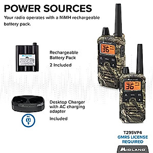 Midland® - T295VP4 X-TALKER Walkie Talkies with 22 GMRS Channels – Two-Way Radio NOAA Weather Alert & Scan Technology, Dual Power Options, 121 Privacy Codes, Silent Operation – Camo, Set of 2