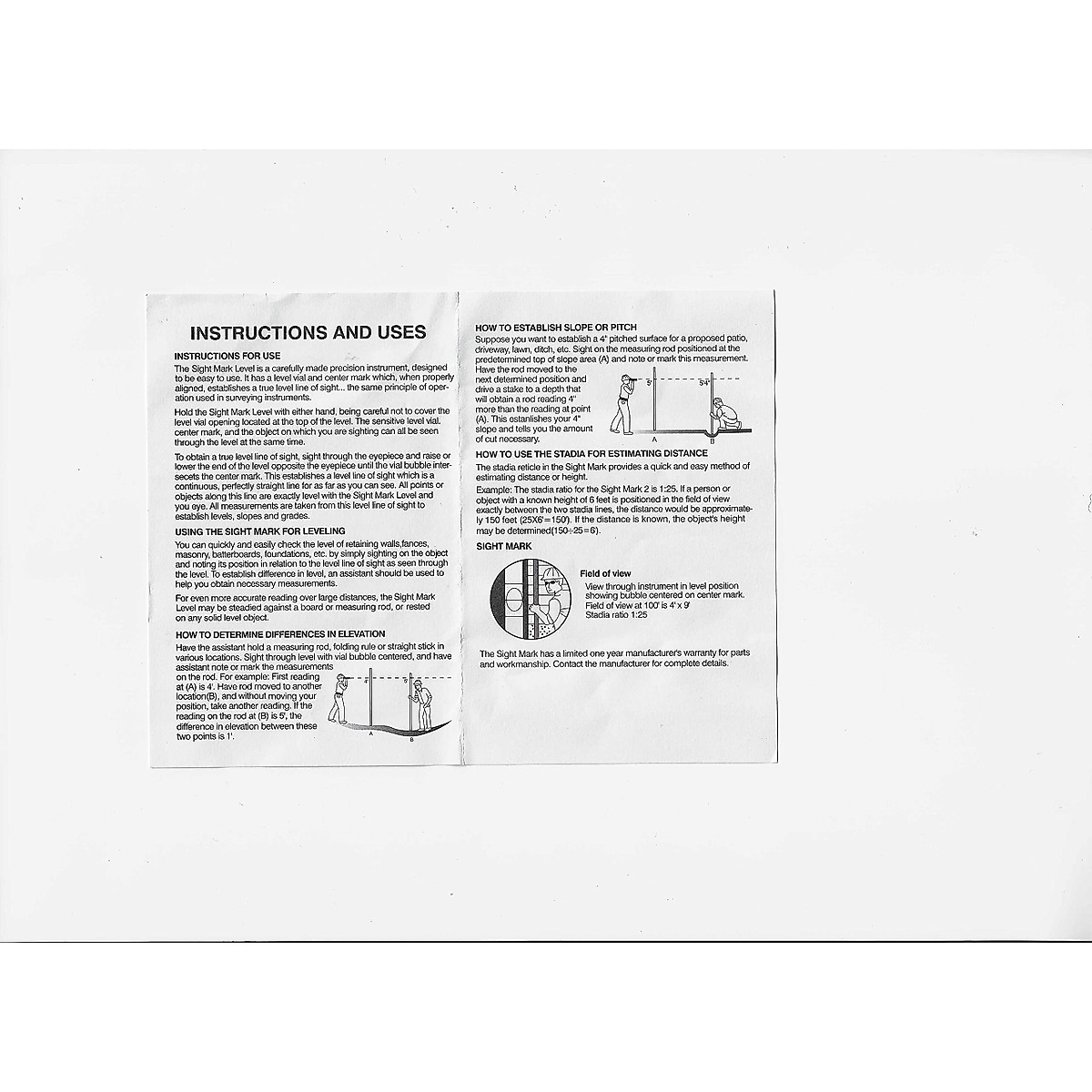 Hand Level, Pocket Sight Level Handheld Elevation Level for Surveying Level 2.5X，Spirit Level