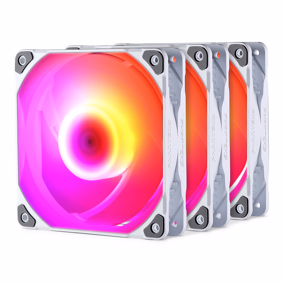 Phanteks (PH-F140SK_DRGB_PWM_WT01_3P) SK140 DRGB PWM Fan 3Pack – 3X 140mm Fan, high Airflow Nine-Blade Design, DRGB Lighting, Rubber dampening washers - White