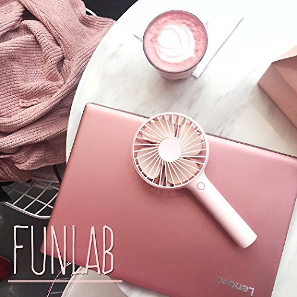 YIHUNION Mini Handheld Fan Portable, Hand held Personal Fan Rechargeable Battery Operated Powered Cooling Desktop Electric USB Fan with Fan Stand, 2500mAh Battery 4 Modes for Home Travel Outdoor（Pink）