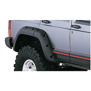 Bushwacker Jeep Cutout Pocket/Rivet Style Rear Fender Flares | 2-Piece Set, Black, Textured Finish | 10036-07 | Fits 1984-2001 Jeep Cherokee, 4-Door Sport