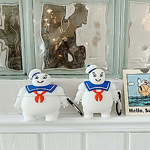 VARWANEO Case for Airpods 1&2, Soft PVC 3D Cute Funny Fun Cartoon Ghost Busters Design Kawaii Airpods Cover Case with Keychain, Cool for Kids Teens