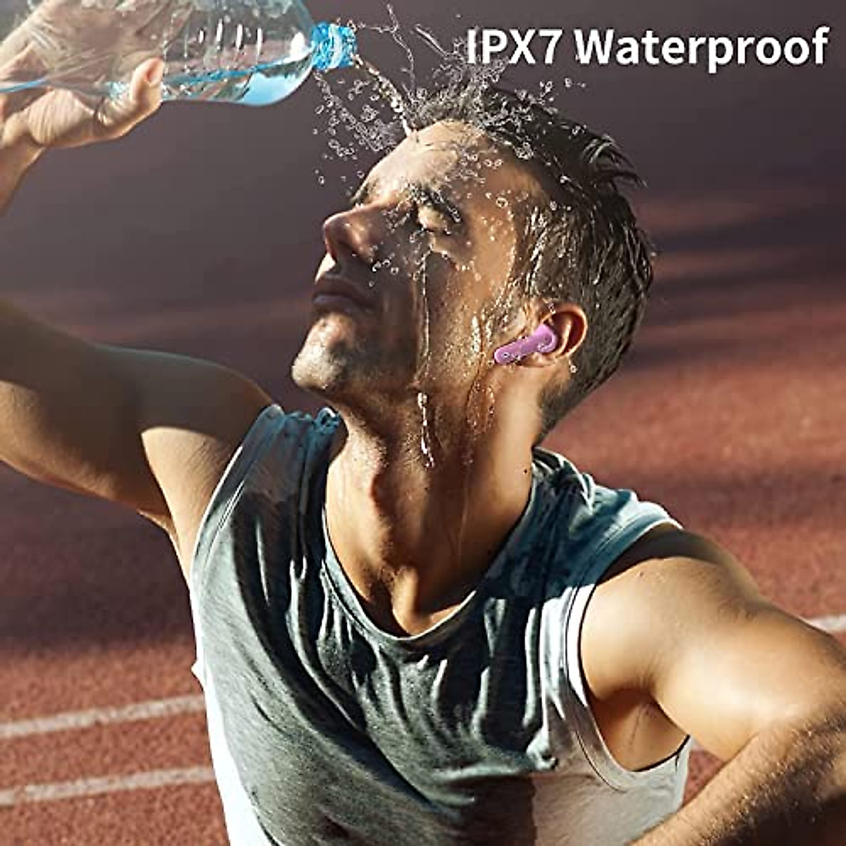 Active Noise Cancelling Wireless Earbuds in-Ear Bluetooth Headphones, IPX7 Waterproof Hi-Fi Stereo Earphones for Smart Phone Computer Laptop (Pink)