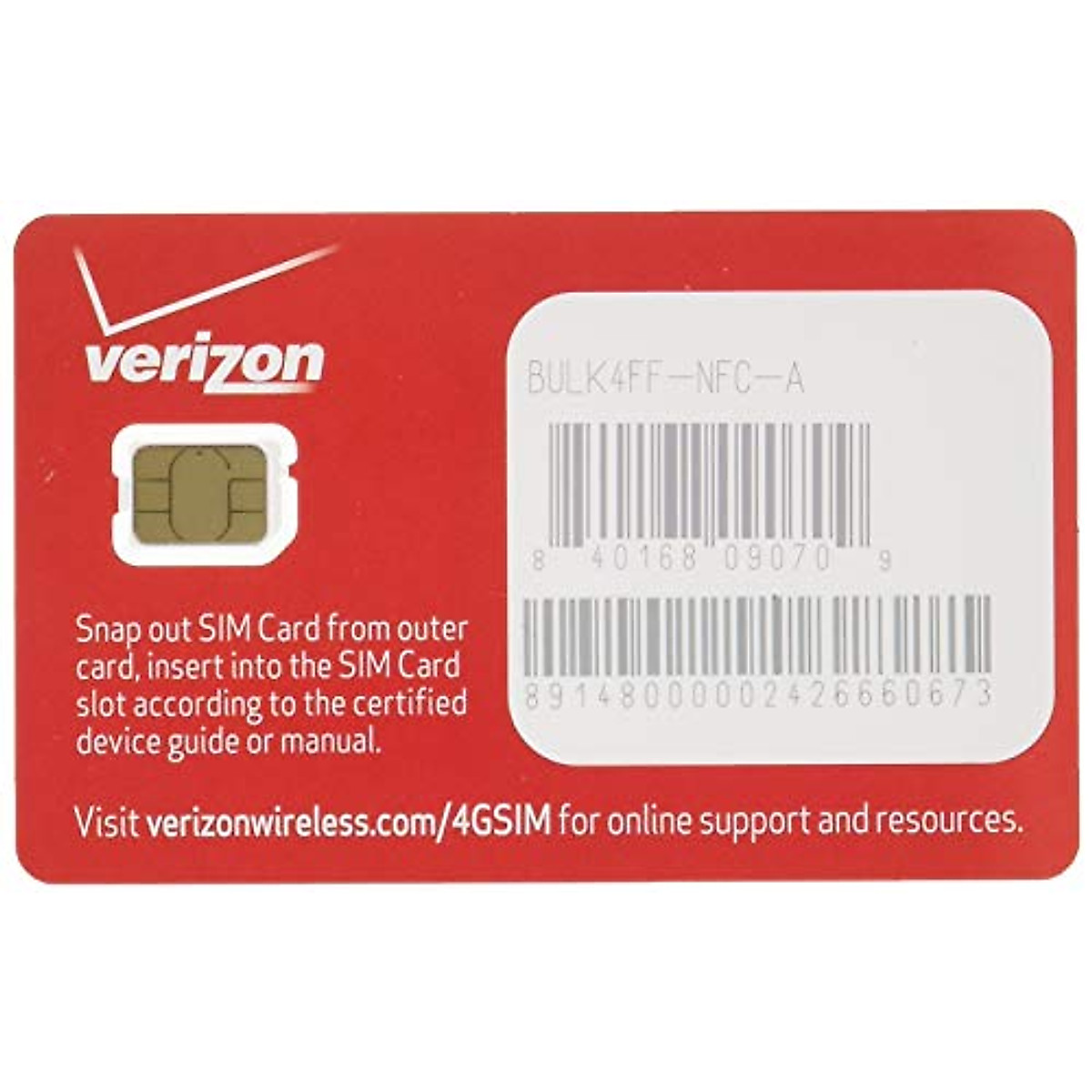 Verizon Wireless 4G LTE Nano SIM Card 4FF, Non-NFC, Only Compatible With iPhone (No Android)