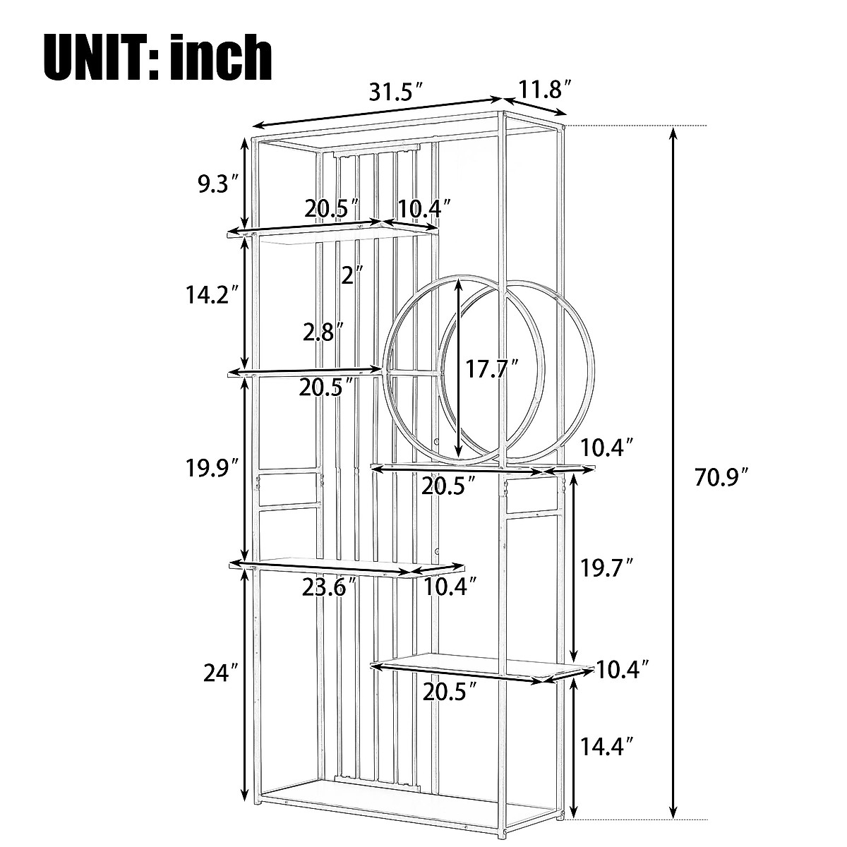 6-Tier Bookcase White Bookshelf, Modern Storage Display Shelf Rack, Metal Frame