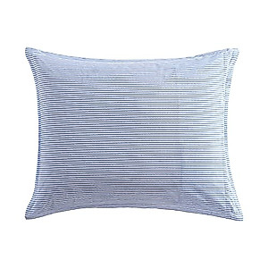 Poppy & Fritz- King Duvet Cover Set, Cotton Reversible Bedding with Matching Sham(s), Casual Home Décor (Oxford Stripe Blue, King)