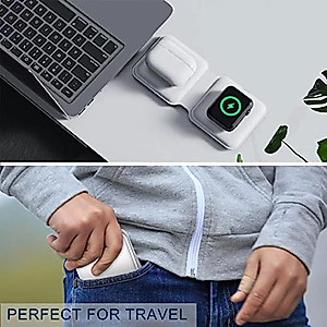 LAUDTEC Magnetic Duo Wireless Charging Pad, Portable 2 in 1 Foldable Charging Dock Power Station for Multiple Devices, Travel Wireless Charger for iPhone 14/13/12/SE/11 Series/AirPods/Apple Watch