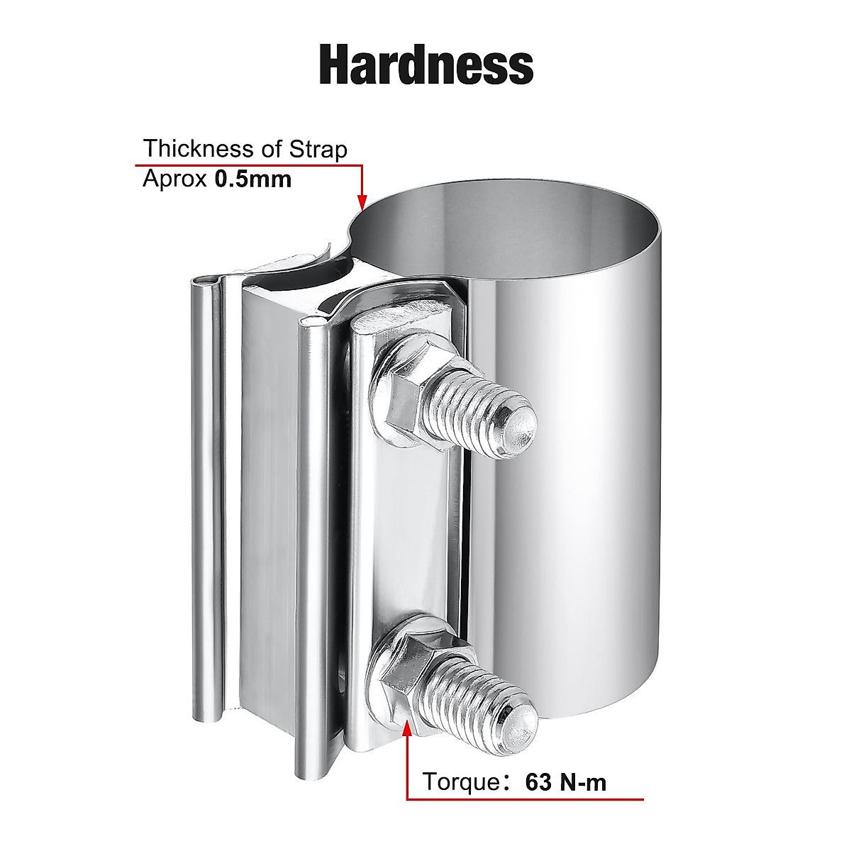 EVIL ENERGY 2.5 Inch Exhaust Clamp,2 1/2" Butt Joint Band Clamp Sleeve Coupler Stainless Steel for Pipes,Mufflers,Catalytic Converters