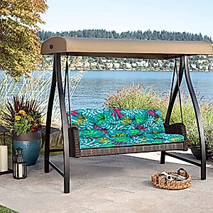 Dttra Swing Cushions with Backrest,Replacement Cushion for Bench,2-3 Seater Waterproof Thicken Washable Pad Cushion for Outdoor Indoor Furniture Swing Garden Patio Porch (Bamboo Leaf,60in×40in)