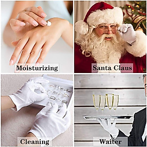 100% Cotton Gloves, 6 Pairs White Cotton Gloves for Women Dry Hands Eczema Serving - Archival Coin Jewelry Inspection Gloves(6 Pairs)
