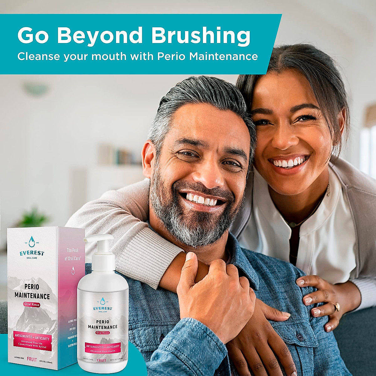 Perio Maintenance Alcohol Free Mouthwash – Concentrated Mouthwash for Bad Breath, Plaque, Sensitive Teeth, and Gingivitis or Gum Disease - Fluoride Rinse by Everest Oral Care (Fruit Punch, 10 Fl oz)