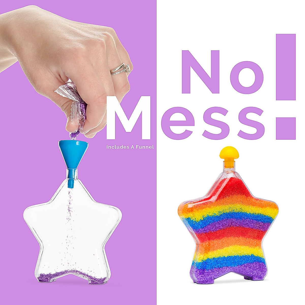 Sand Art Kit for Kids, Glow in the Dark Sand Art Bottles and Necklaces, Arts and Crafts STEM Toys for Boys and Girls, 8 Art Sand Colors Including 2 Glow in the Dark, Craft Gift for Boys and Girls 3+